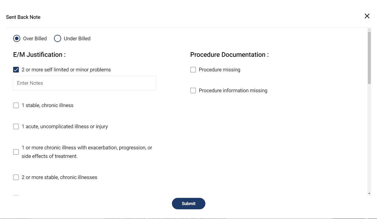 Code/Chart Review: How to send back progress notes for review - LegendEHR