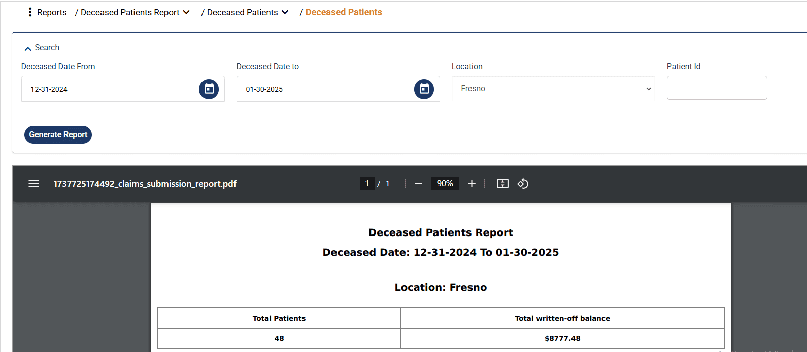 How to generate deceased patients reports - LegendEHR